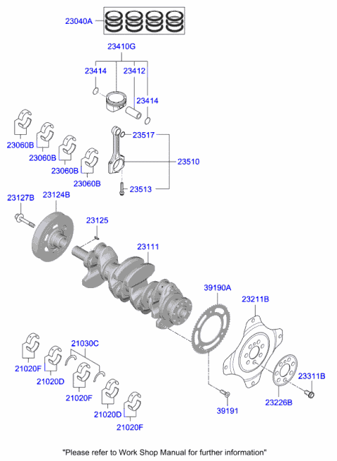 231102B610 Genuine Kia CRANKSHAFT Assembly