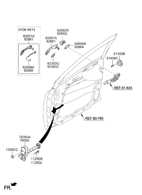 82651D9730 Genuine Kia Front Door Outside Grip, Left