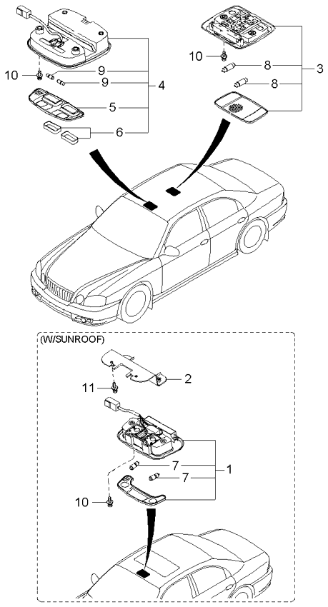 9282038000BT Genuine Kia Lamp Assembly-OVERHEADEAD Console