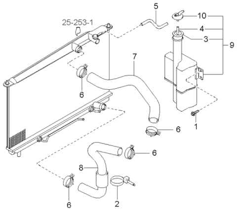 Radiator Hose & Reservoir - 2003 Kia Optima