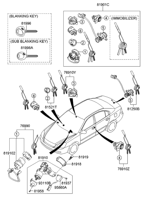 819002GA00 Genuine Kia Ignition Lock Cylinder