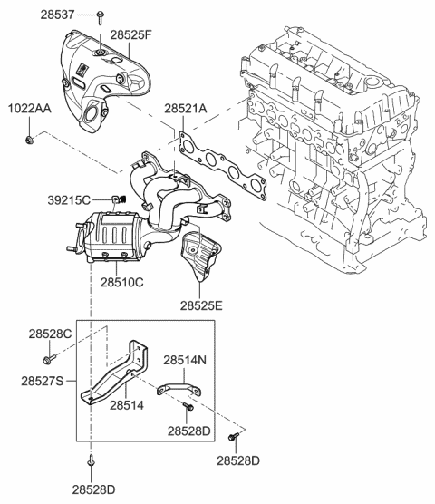 2852025002 Genuine Kia Stay-Exhaust MANIFOL