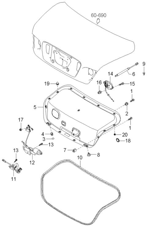 873213F000 Genuine Kia Weatherstrip-Trunk Lid Opening