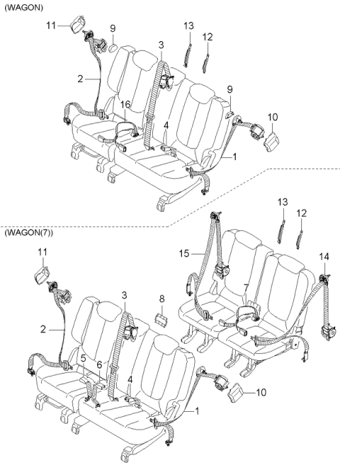 Rear Seat Belt - 2006 Kia Rondo Produced Before OCT.2006
