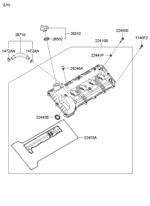 224103F300 Genuine Kia Cover Assembly-Rocker LH