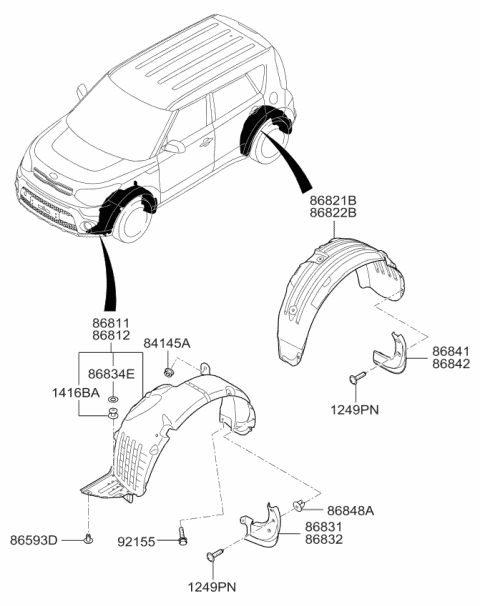 86811B2500 Genuine Kia Guard Assembly-Front Wheel
