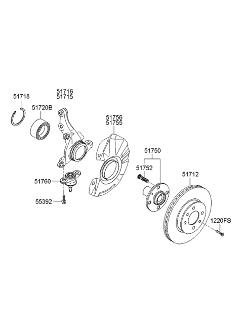 517151G900 Genuine Kia Front Axle Knuckle Left