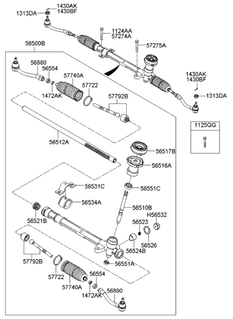Manual Steering Gear Box - 2008 Kia Rio