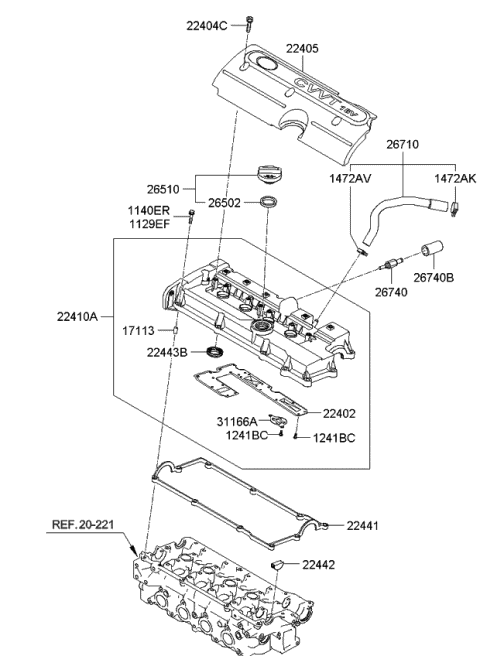 2244126801 Genuine Kia Gasket-Rocker Cover