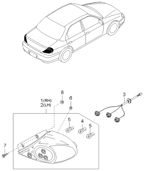 Rear Combination Lamp - 2001 Kia Spectra Sedan (New Body Style)
