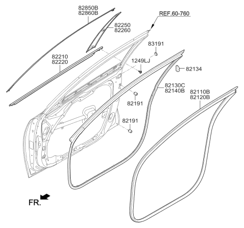82850D4000 Genuine Kia MOULDING Assembly-Front Door
