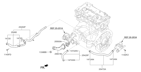 Coolant Pipe & Hose - 2018 Kia Optima Hybrid