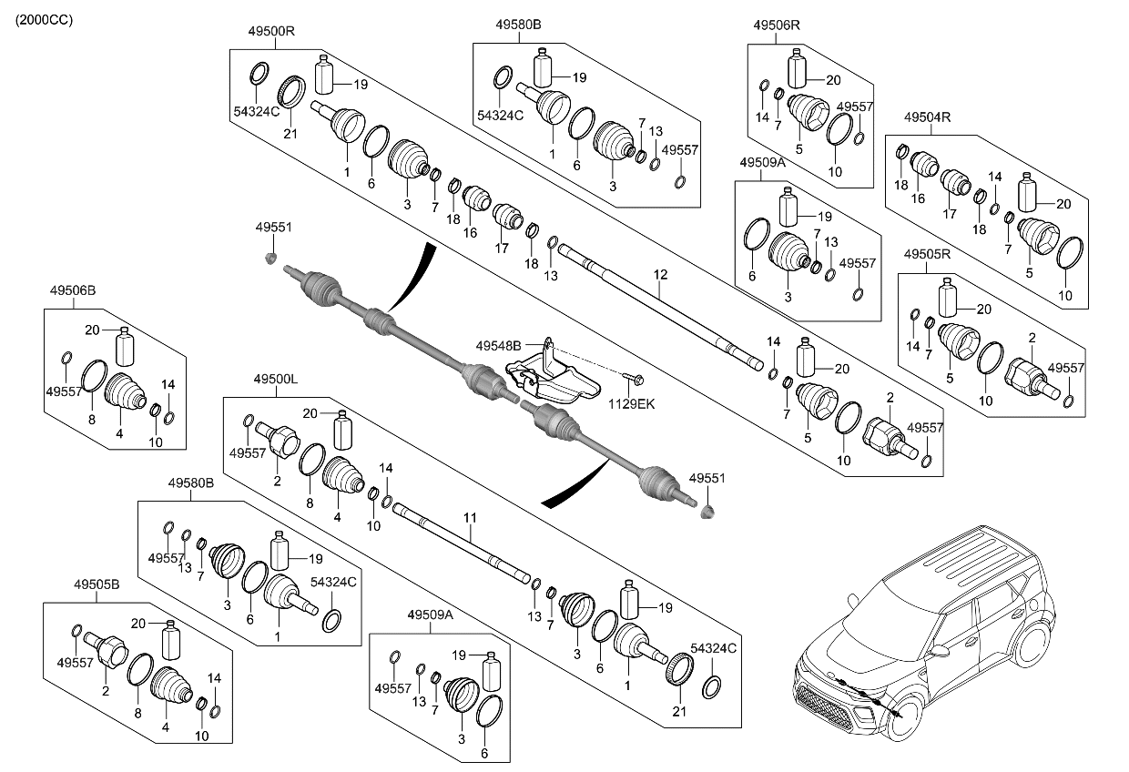 49585K0300 Genuine Kia Boot Kit-Fr Axle DIF