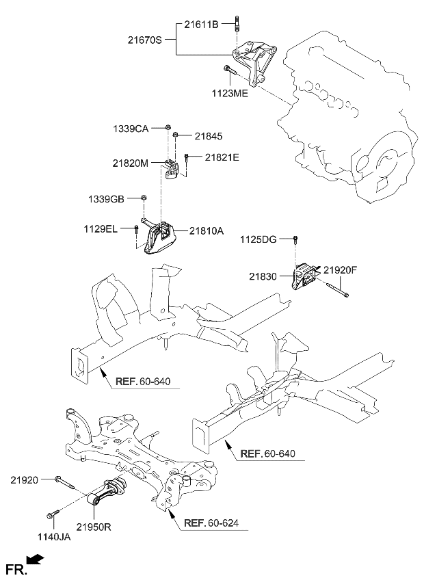 21810M6200 Genuine Kia Engine Mounting Bracket Assembly