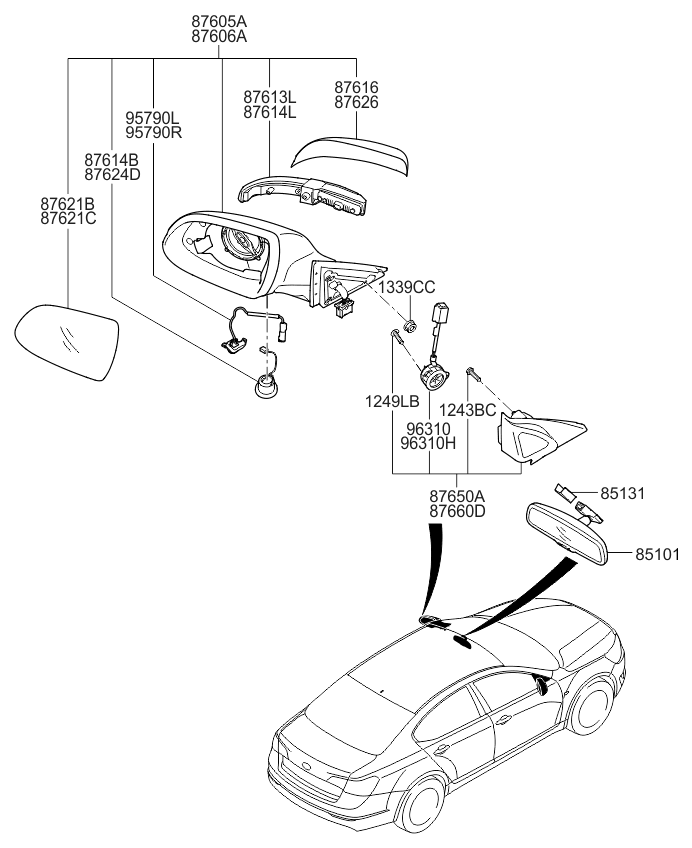 876203R881 Genuine Kia MIRROR ASSY-OUTSIDE