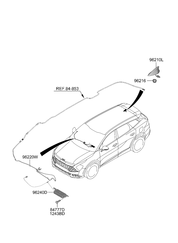 96210DW100EB Genuine Kia ANTENNA ASSY-COMBINA