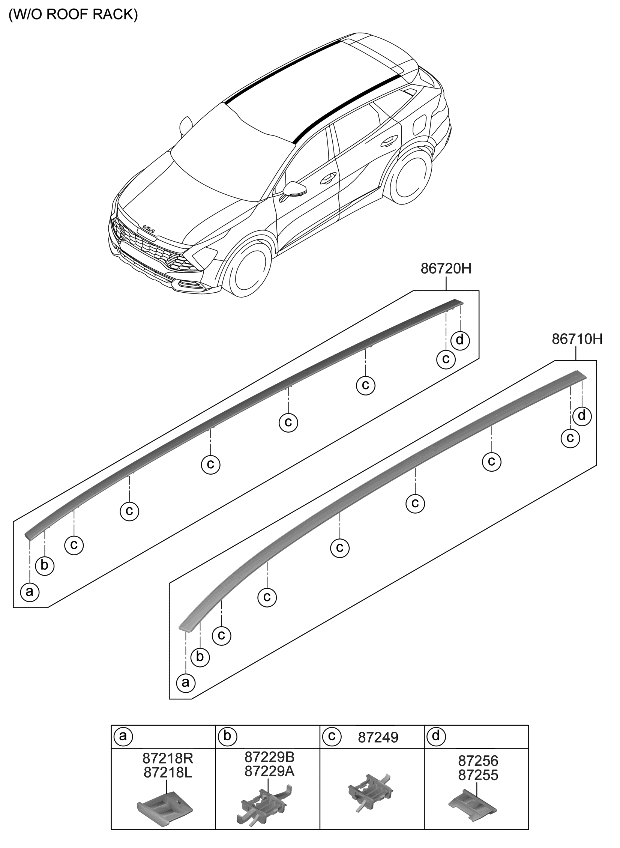 87240P1EA0 Genuine Kia MOULDING ASSY-ROOF,R