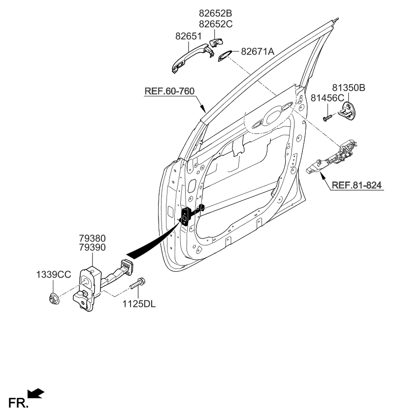 82651A9700MSL Genuine Kia Door Outside Handle Assembly