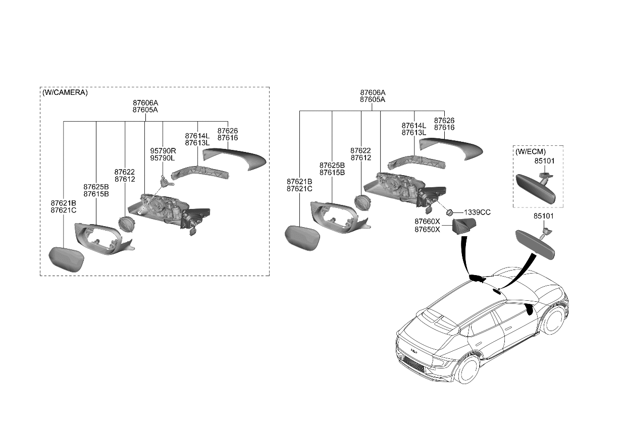 87620CV100 Genuine Kia MIRROR ASSY-OUTSIDE