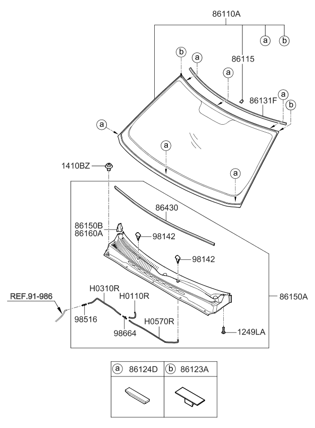 861102K070 Genuine Kia Windshield Glass Assembly