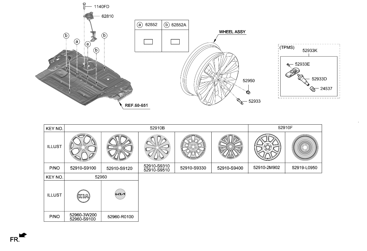 52910S9510 Genuine Kia Wheel Assembly-Aluminium