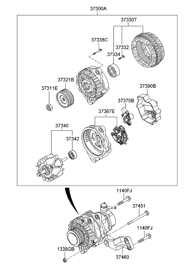 3734037800 Genuine Kia Rotor Assembly-Generator