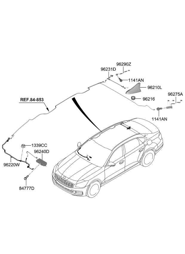 96210J60404SS Genuine Kia Combination Antenna Assembly