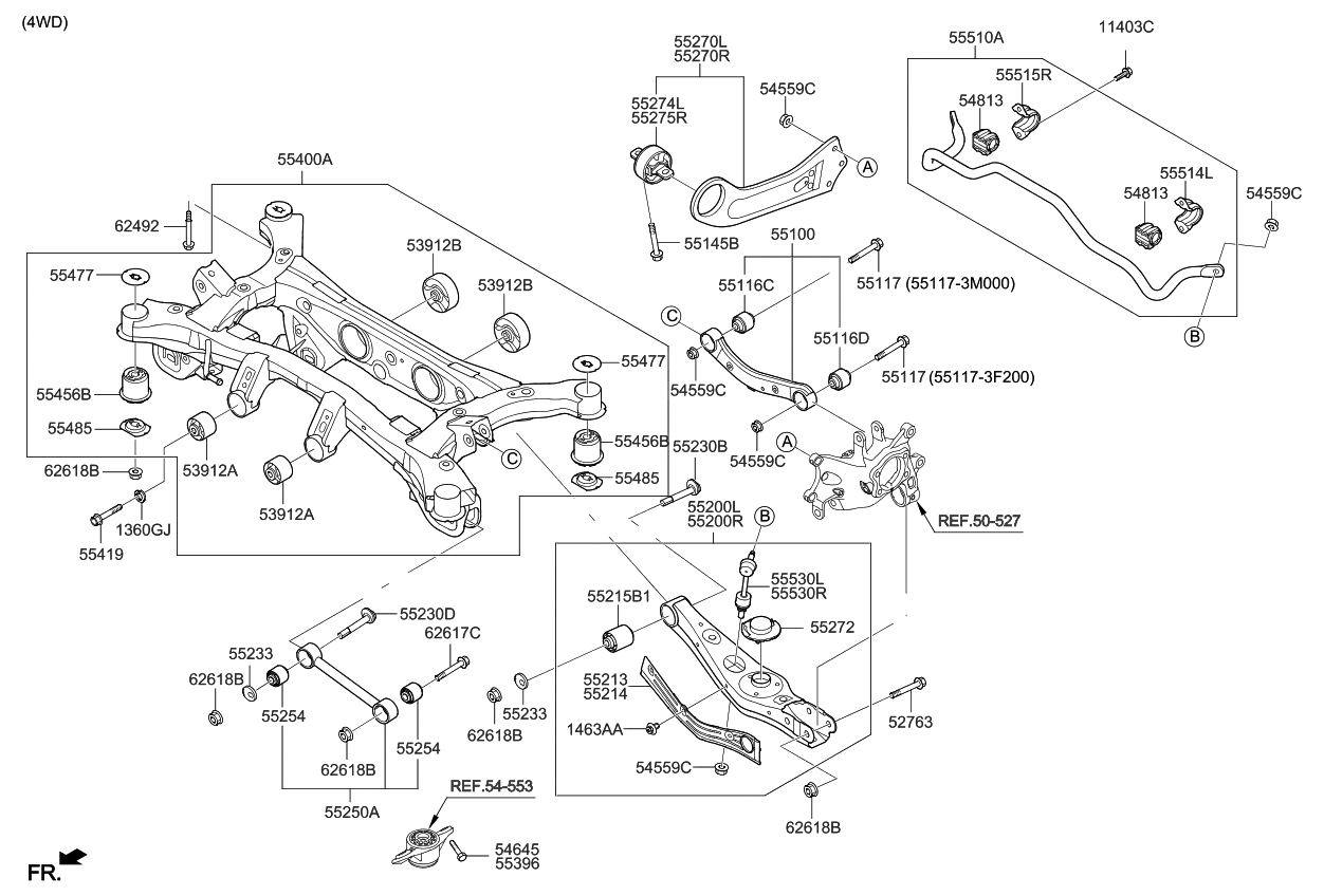55270H3100 Genuine Kia Arm Assembly-Rr Trailing