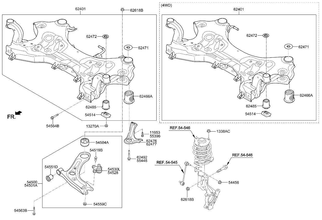 62405D7550 Genuine Kia CROSSMEMBER COMPL