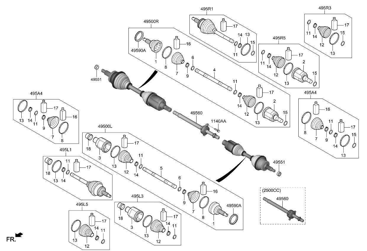 49500J5350 Genuine Kia Shaft Assembly-Drive,LH