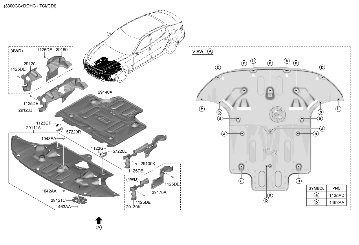 29140J5500 Genuine Kia Under Cover,Rear