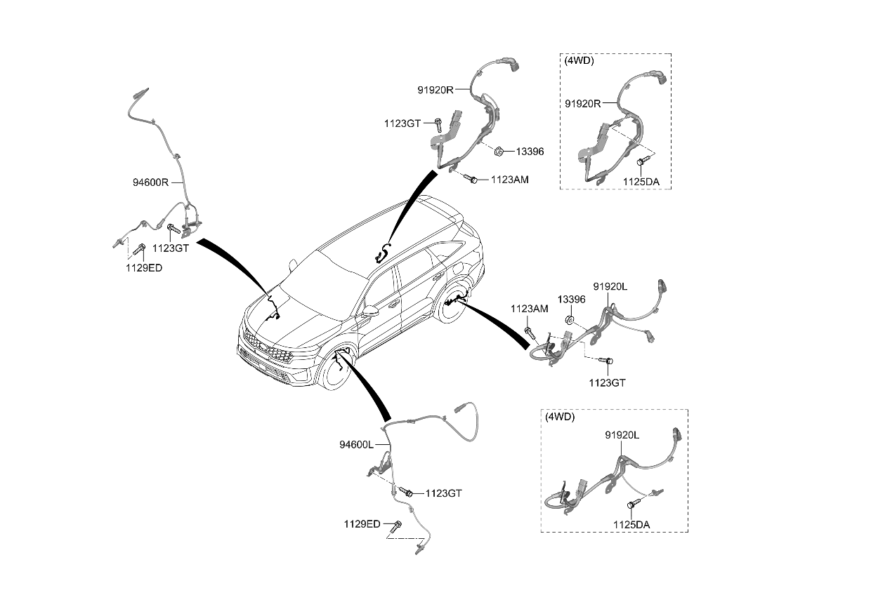 58950P4300 Genuine Kia Cable Assembly-ABSEXT,L