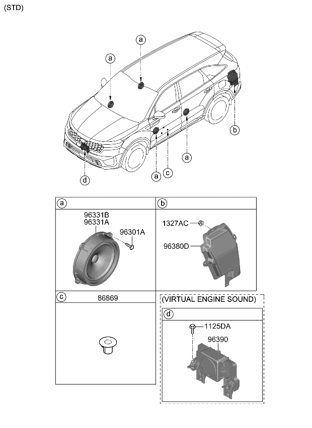96330P2000 Genuine Kia Speaker Assembly-Dr