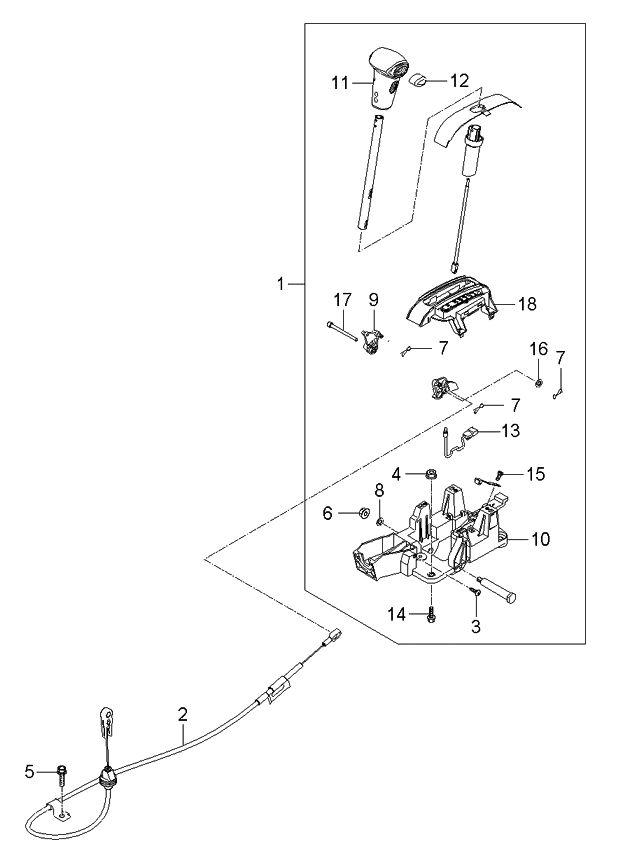 467001G310GD Genuine Kia Lever Complete-Control