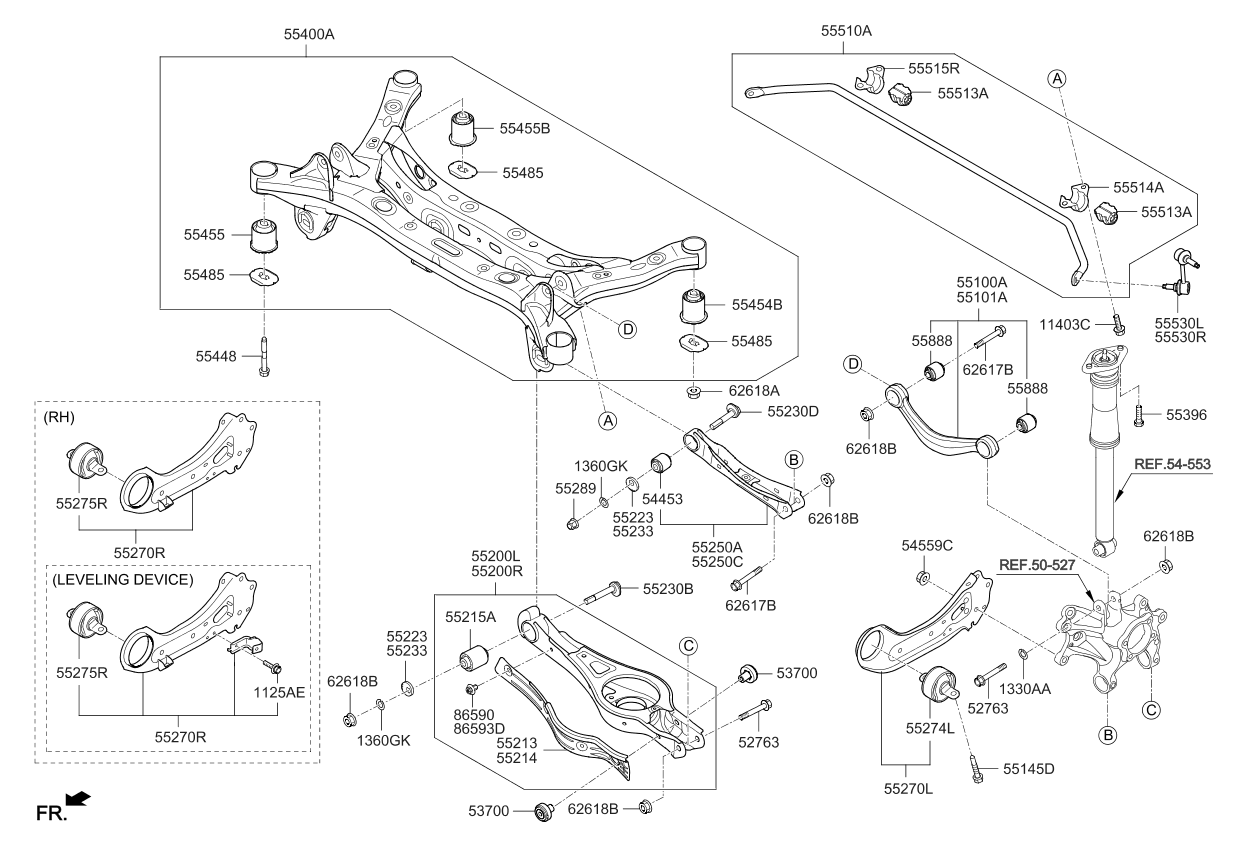 55280D4200 Genuine Kia Arm Assembly-Rear Trailing