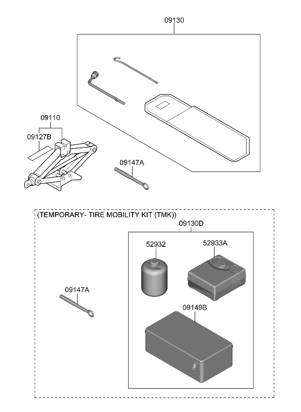 09130CH000 Genuine Kia TOOL SET-OVM