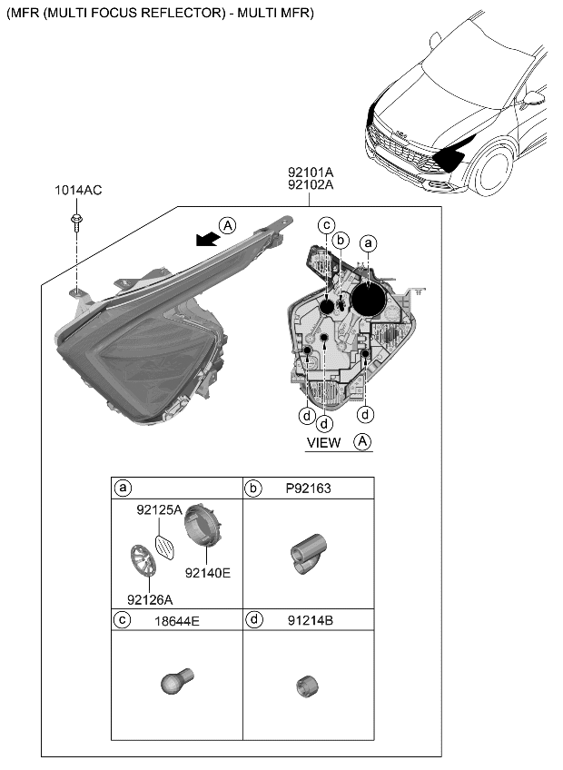92102P1181 Genuine Kia LAMP ASSY-HEAD,RH