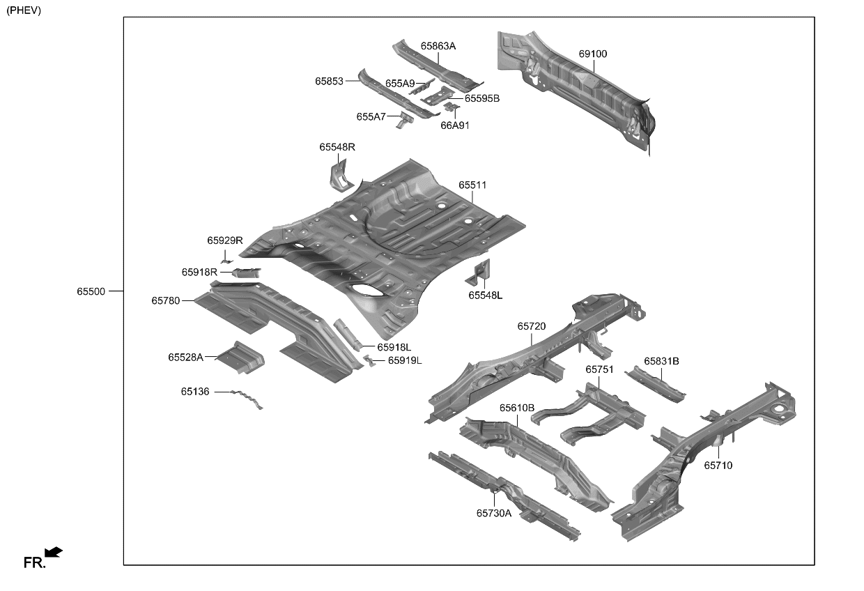 65610P0400 Genuine Kia MEMBER ASSY-RR FLOOR