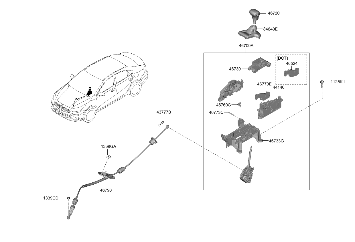 46700M6110 Genuine Kia Lever Assembly-Atm