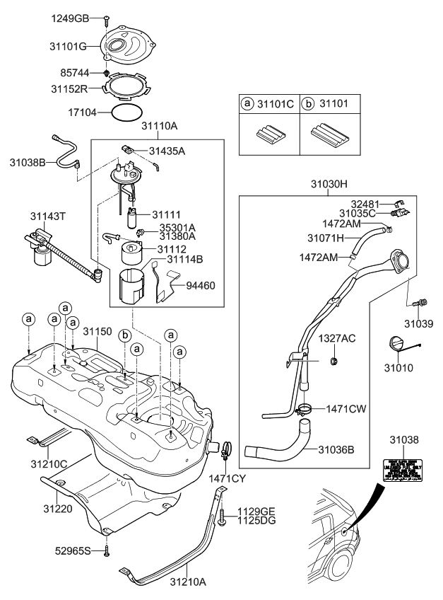 311012S100 Genuine Kia Pad-Fuel Tank
