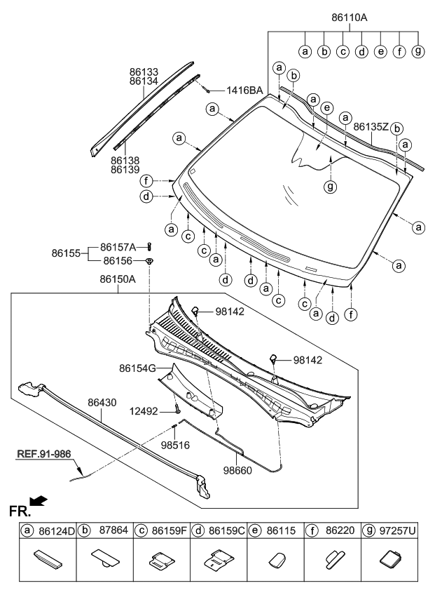 86110D5110 Genuine Kia Windshield Glass Assembly
