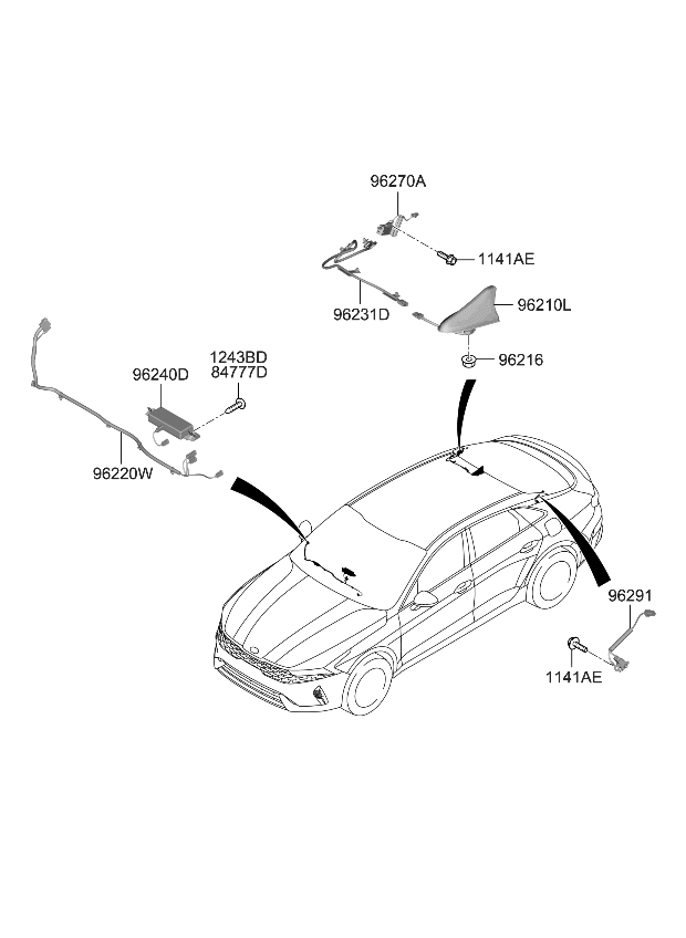 96210L3600KDG Genuine Kia Combination Antenna Assembly