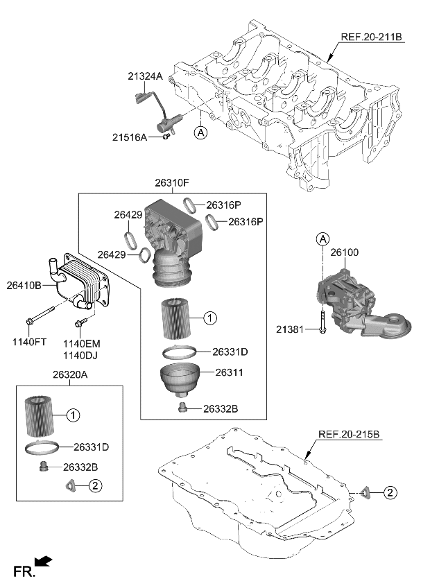 263102S001 Genuine Kia Engine Oil Filter Assembly