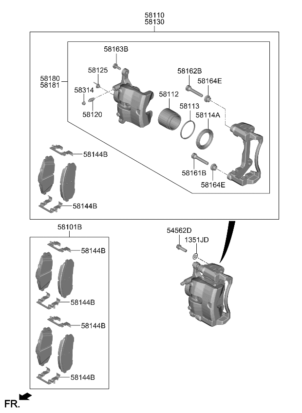 58190AOA00 Genuine Kia CALIPER KIT-BRAKE,RH