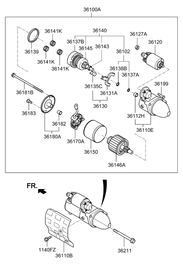361363F110 Genuine Kia Gear Assembly-Internal