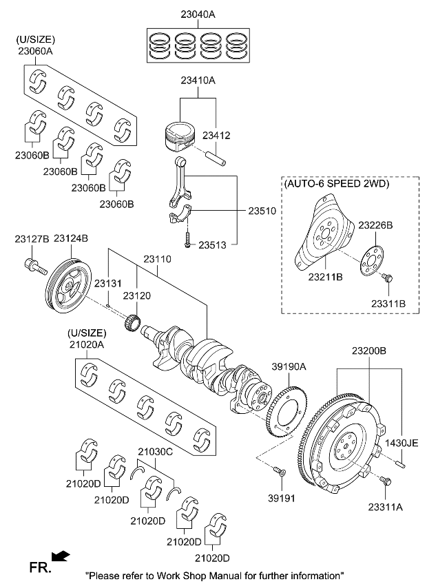 92ZG62BX00 Genuine Kia CRANKSHAFT Assembly