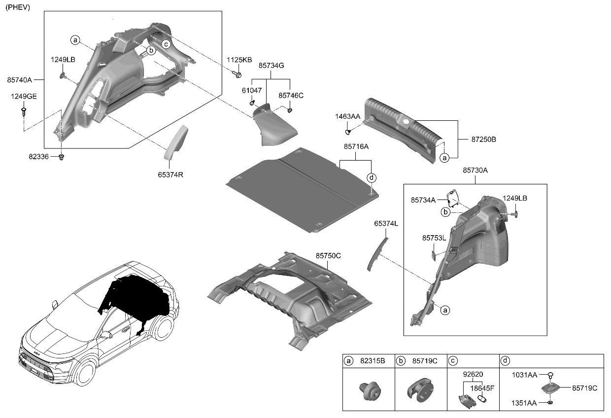85730AT000CCV Genuine Kia TRIM ASSY-LUGGAGE SI