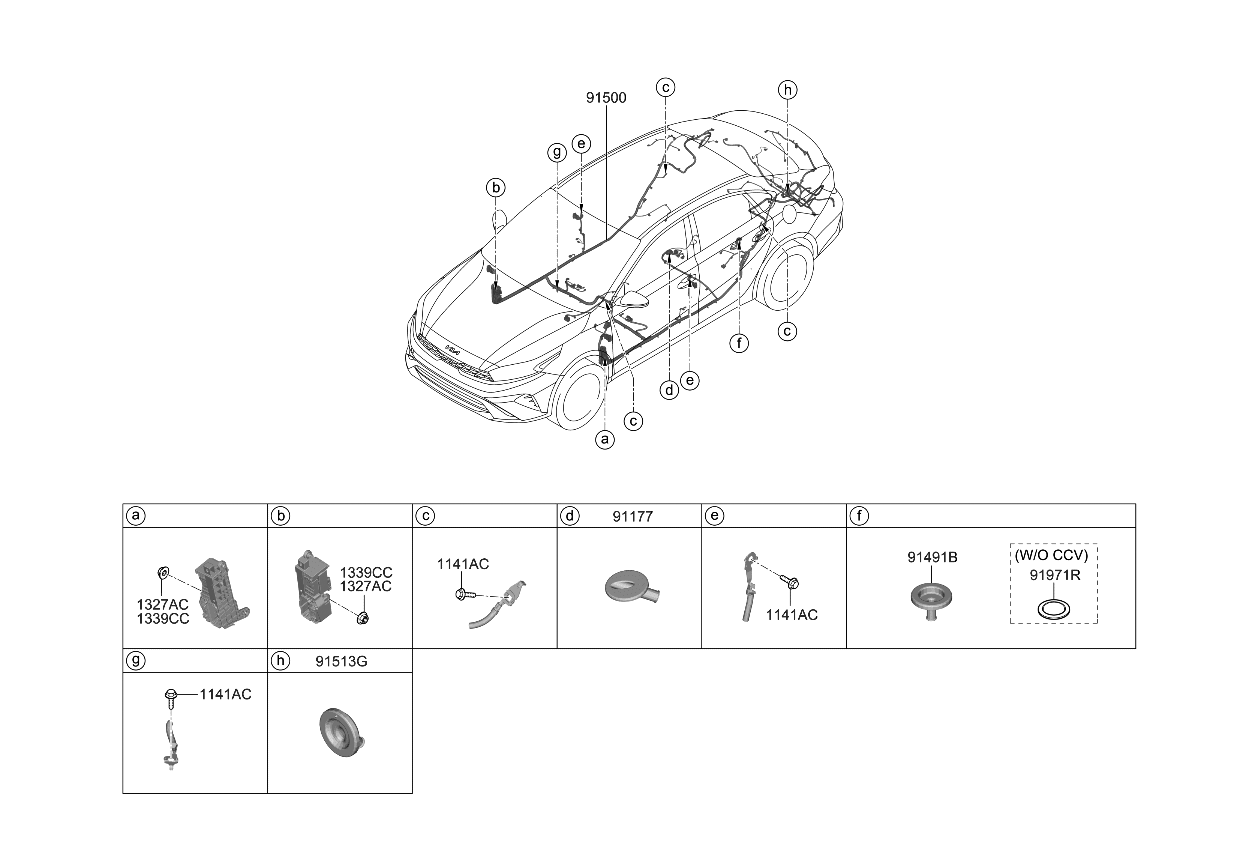 91515M7200 Genuine Kia WIRING ASSY-FLOOR