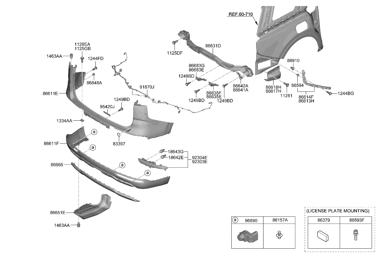 86670R0120 Genuine Kia SKID PLATE-RR BUMPER