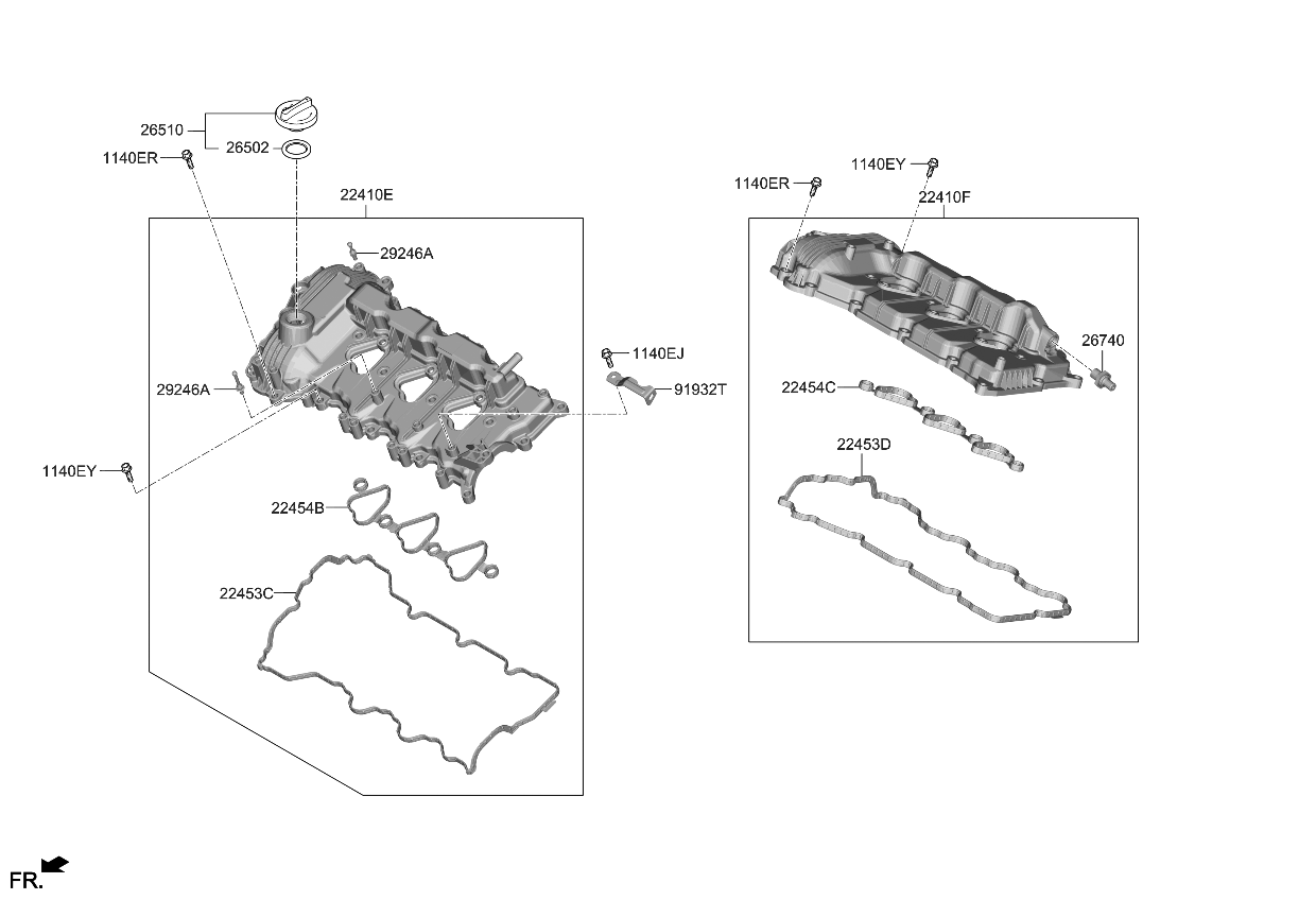 224203N301 Genuine Kia COVER ASSY-CYLINDER